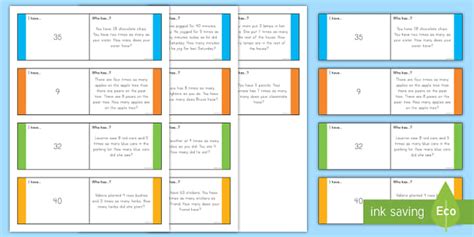 Multiplicative Comparisons I Have Who Has Game Twinkl