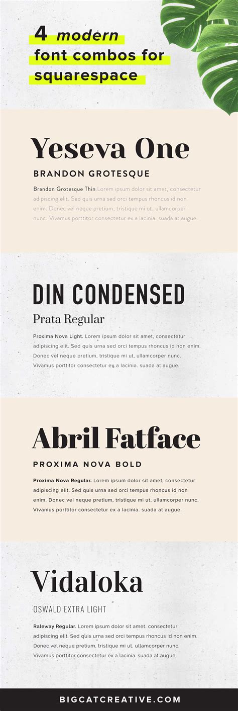 the 4 best modern font pairs for squarespace — big cat creative squarespace templates