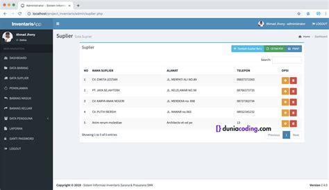 Sistem Informasi Inventaris Berbasis Web PHP