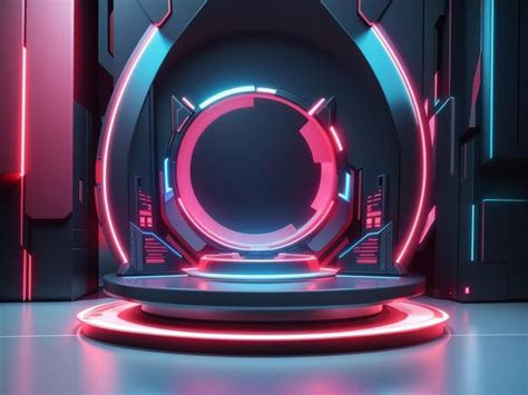 Premium Photo Neon Futures Cyberpunk Scifi Product Podium Showcase In