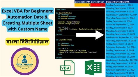 Excel Vba For Beginners Vba Automation For Date Formatting And Sheet Creating In Excel Youtube