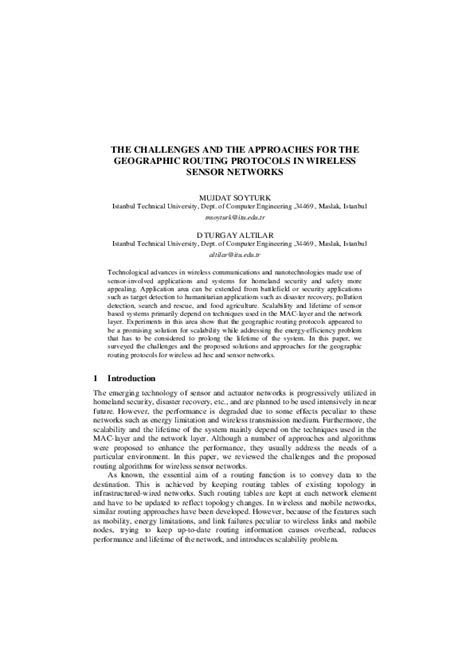 Pdf The Challenges And The Approaches For The Geographic Routing Protocols In Wireless Sensor
