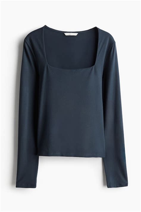 롱 슬리브 저지 탑 다크 터쿼이스 여성 Handm Kr 롱 슬리브 저지 탑 다크 터쿼이스 여성 Handm Kr