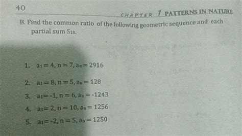 40 GHAPTER 1 PATTERNS IN NATURE B Find The StudyX
