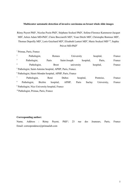 Pdf Multicenter Automatic Detection Of Invasive Carcinoma On Breast Whole Slide Images