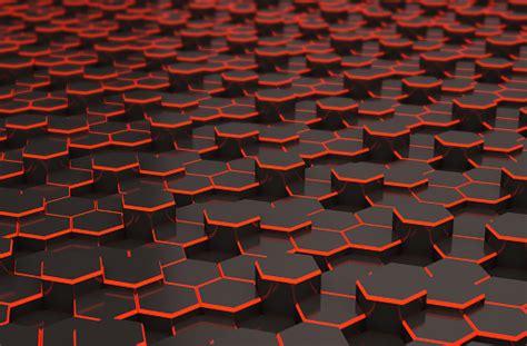 빨간색 선이있는 추상적 인 검은 색 육각 형 배경 컬러 하이테크 미래 기하학적 패턴 0명에 대한 스톡 사진 및 기타 이미지 0명 3차원 형태 개념 Istock