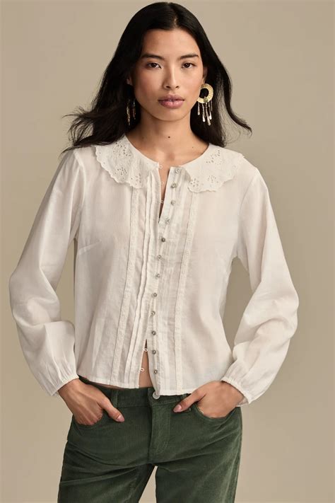 Cutwork Peter Pan Collar Top Lucky Brand