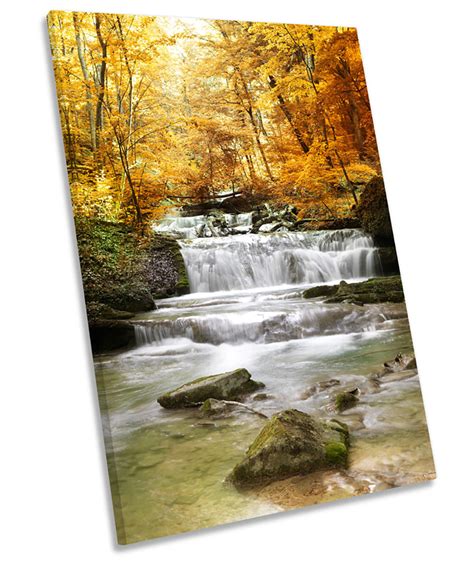 Alpen Home Waterfall Forest River Landscape Framed Canvas Wall Art