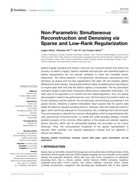 Pdf Non Parametric Simultaneous Reconstruction And Denoising Via Sparse And Low Rank
