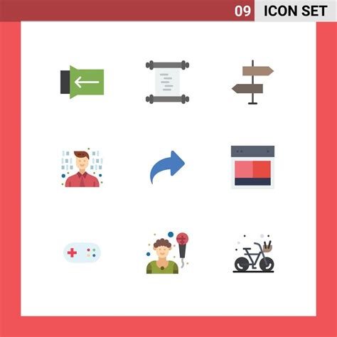 User Interface Pack Of 9 Basic Flat Colors Of Forward Direction Basic Arrow Programmer Editable