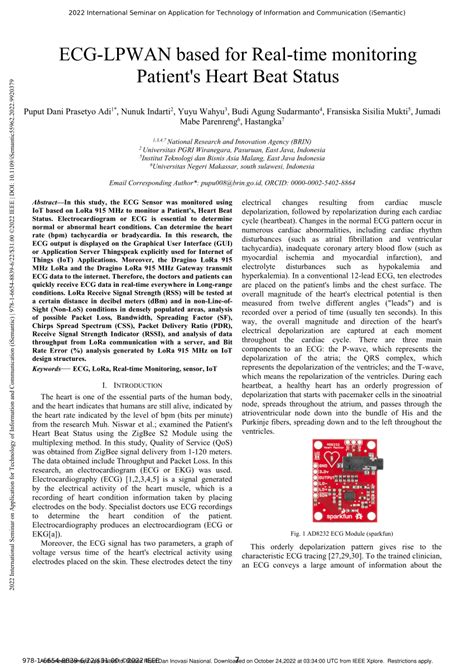 Pdf Ecg Lpwan Based For Real Time Monitoring Patients Heart Beat Status