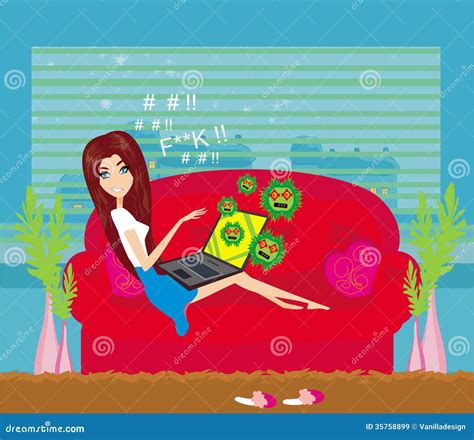 Computer Virus Attacking Laptop Stock Vector Illustration Of Elegant Lifestyle 35758899