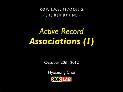 Activerecord Association 1 Season 2 Ppt