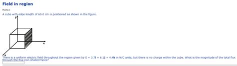 Solved A Cube With Edge Length Of Cm Is Positioned As Chegg