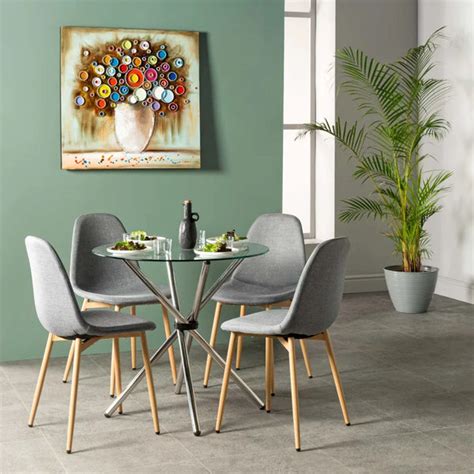 Decofurn Coty 80cm Round Glass Top Dining Table R899 Decofurn