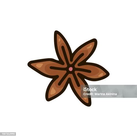 컬러 스타 아니스 아이콘입니다 향신료의 손으로 그린 만화 일러스트 갈색에 대한 스톡 벡터 아트 및 기타 이미지 갈색 개념 개념과 주제 Istock