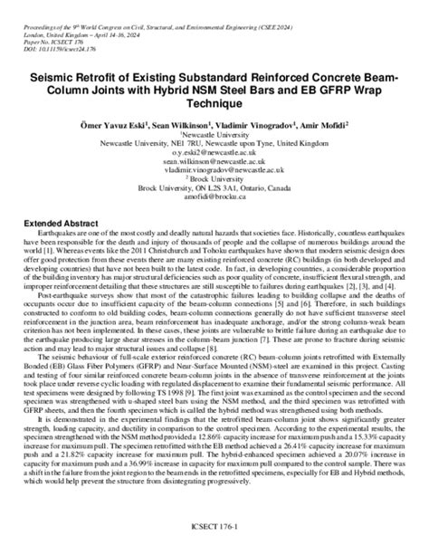 Pdf Seismic Retrofit Of Existing Substandard Reinforced Concrete Beam Column Joints With