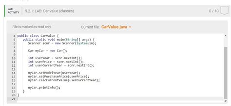 Solved 92 Lab Car Value Classes Given Main Complete