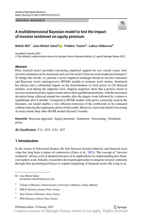 A Multidimensional Bayesian Model To Test The Impact Of Investor