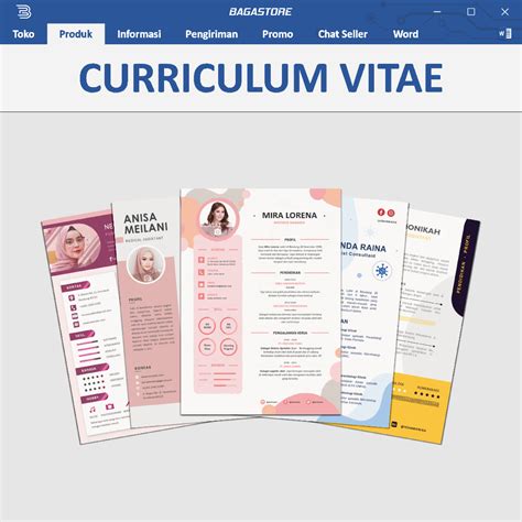 Jual Template Desain CURRICULUM VITAE Perempuan Template Desain CV Editable Format Word