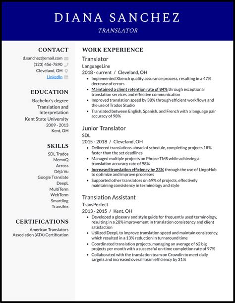 7 Translator Resume Examples And Templates For 2025