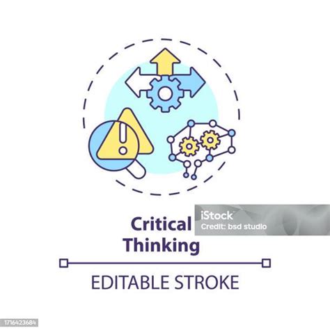2d Colorful Thin Linear Icon Critical Thinking Concept Stock Illustration Download Image Now