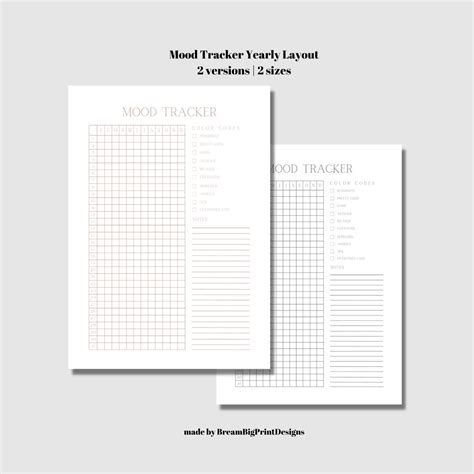 Mood Tracker Printable Mood Chart Journal Bullet Journal Printable