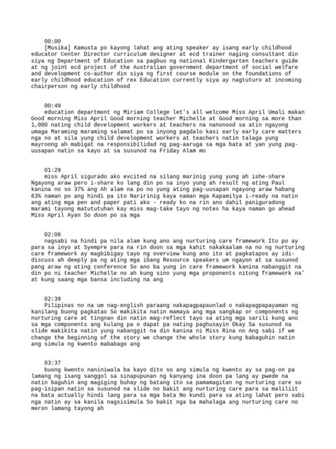 Notegpt Overview Of The Nurturing Care Framework Early Care Matters Conference Pdf