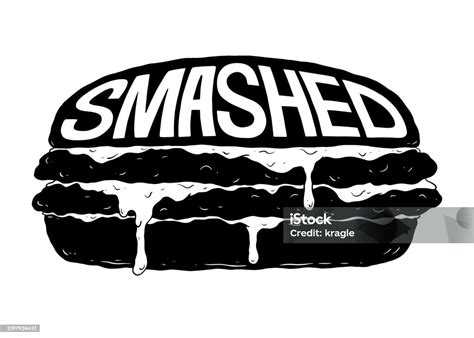으깬 햄버거 일러스트레이션 워드 레터링 아트 디자인 웹 티셔츠 디자인 기타 그래픽 디자인 사용에 대한 벡터 디자인 일러스트 가식적 미소에 대한 스톡 벡터 아트 및 기타
