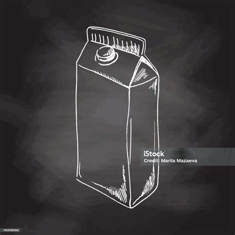 우유 상자 판지 포장 칠판 벡터 손으로 그린 유제품 그림 우유 상자 판지 포장 라벨 포장 및 카드 디자인을 위한 빈티지 스케치 요소 건강한 식생활에 대한 스톡 벡터 아트 및