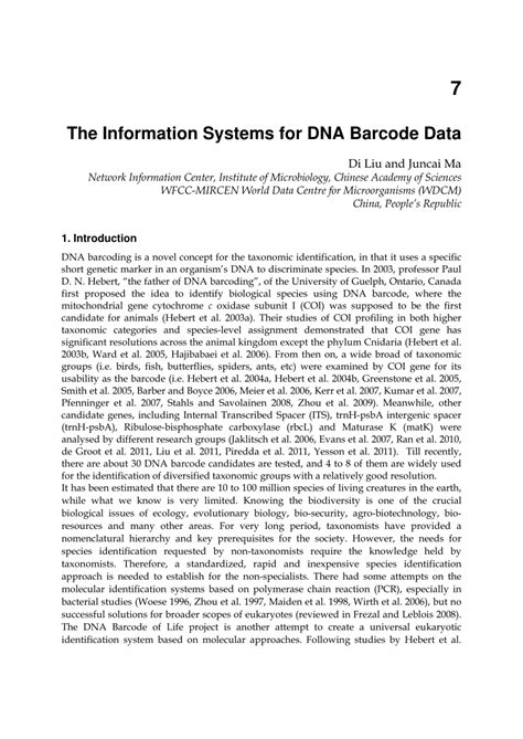 Pdf The Information Systems For Dna Barcode Data