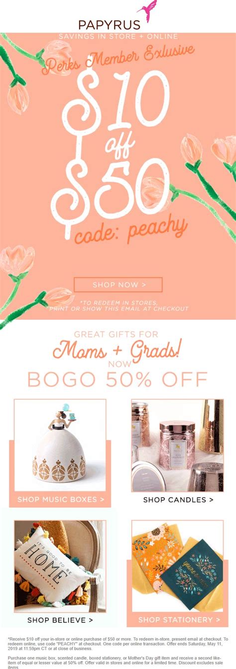 10 Off 50 At Papyrus Or Online Via Promo Code Peachy Papyrus
