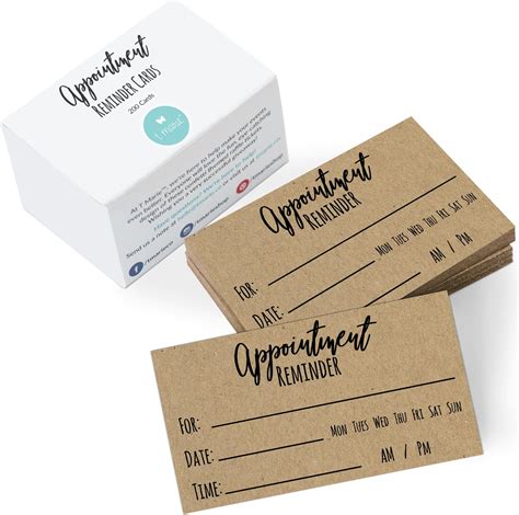 200 Appointment Reminder Cards Kraft Style For Business