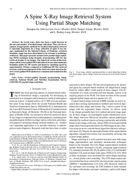 pdf a spine x ray image retrieval system using partial shape matching
