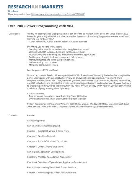 Com Reports 2246689 Excel 2003 Power Programming With Vba Description Andquot Fill Out And Sign