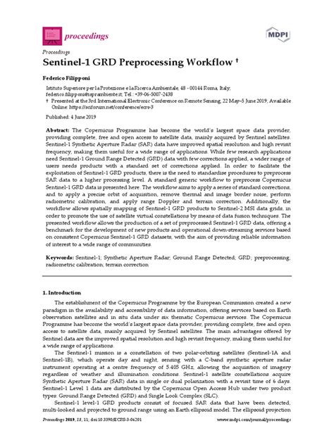 Sentinel 1 Grd Preprocessing Workflow Pdf Telecommunications