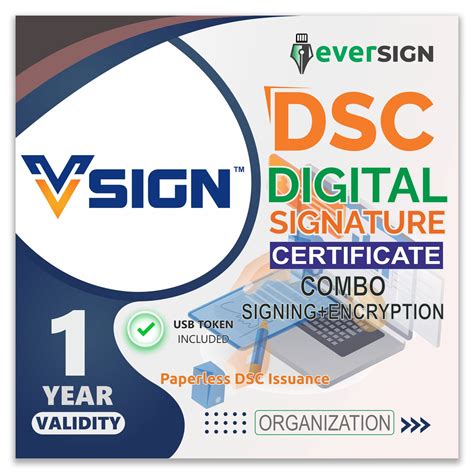 Vsign Class 3 Combo Dsc Digital Signature Certificate Encryption Organization For 1 Year