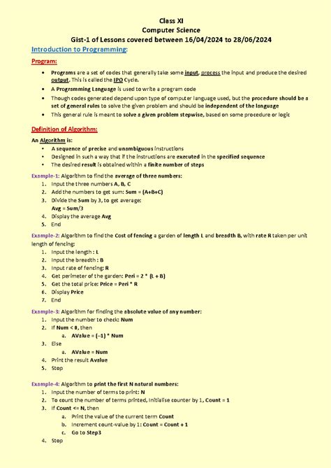 Computer Science Python Basics Of Programming Data Types In Python And Introduction Class Xi