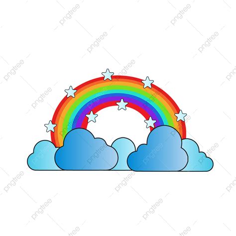 Rainbow Cloud Clipart Hd Png Cloud And Colorful Rainbow With Stars Free Vector Png Cloud