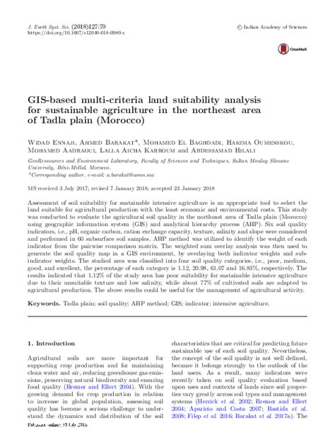 Pdf Gis Based Multi Criteria Land Suitability Analysis For Sustainable Agriculture In The