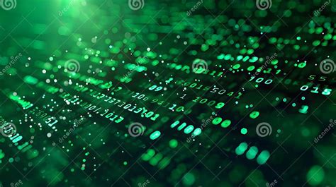 Glowing Green Binary Code Data Background Stock Illustration