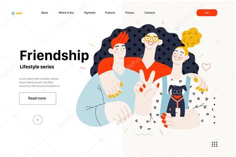 Estilo De Vida Plantilla Del Sitio Web Amistad Moderno Vector Plano Ilustración De Un Joven
