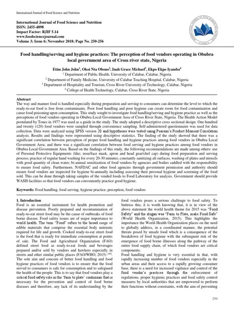 Food Handling Serving And Hygiene Practi Pdf Foodborne Illness Foods