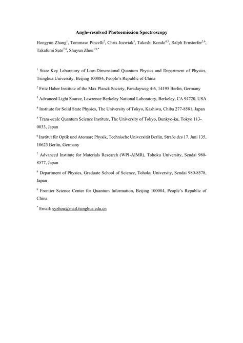 Pdf Angle Resolved Photoemission Spectroscopy