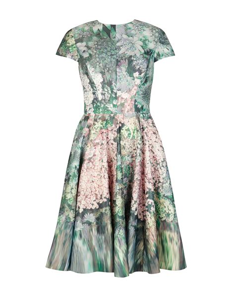 Ted Baker Dixee Glitch Floral Print Dress In Green Lyst