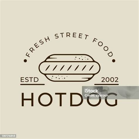 핫도그 또는 핫도그 로고 벡터 라인 아트 간단한 미니멀 일러스트 템플릿 아이콘 그래픽 디자인 타이포그래피가 있는 메뉴 또는