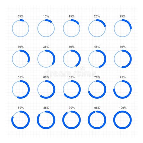 blue download process loading indicator circle percentage diagrams