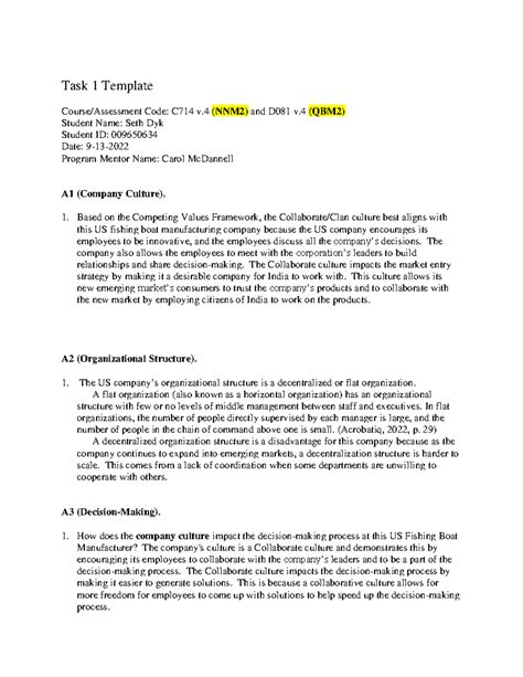 QBM TASK Task Task Template Course Assessment Code C V NNM And D V QBM