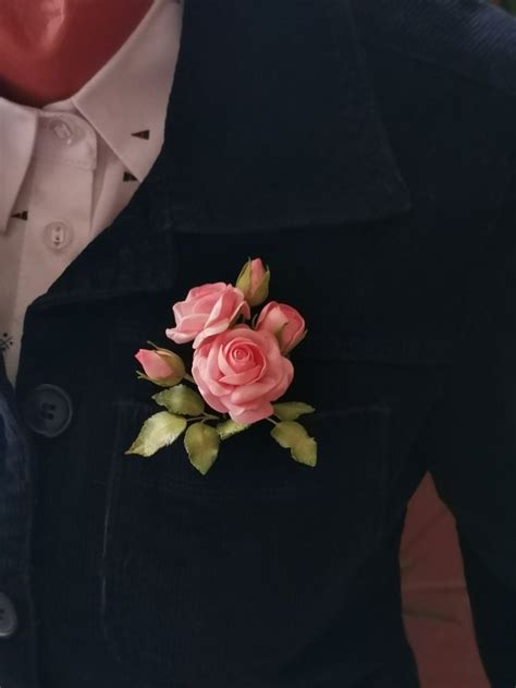 Брошь роза брошь цветок цветочный аксессуар брошь ручной работы Цветочный Розы Брошь