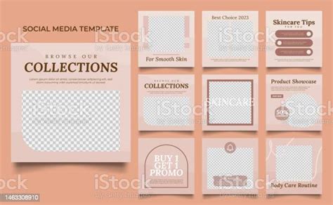 소셜 미디어 템플릿 배너 뷰티 케어 화장품 및 스파 판매 프로모션 완전히 편집 가능한 사각형 포스트 프레임 퍼즐 유기농 판매 포스터 고객 참여에 대한 스톡 벡터 아트 및